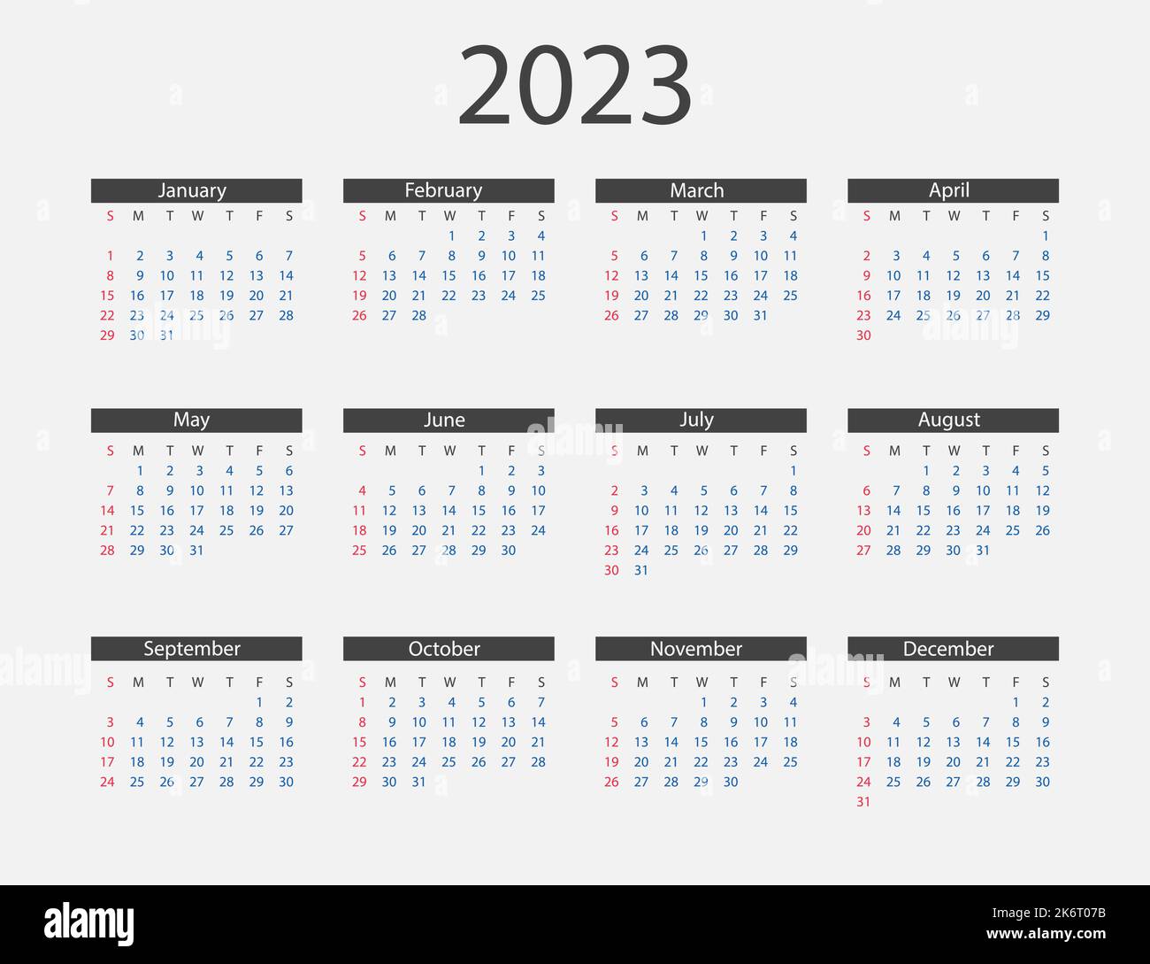 Calendario 2023 con settimane Immagini Vettoriali Stock - Alamy