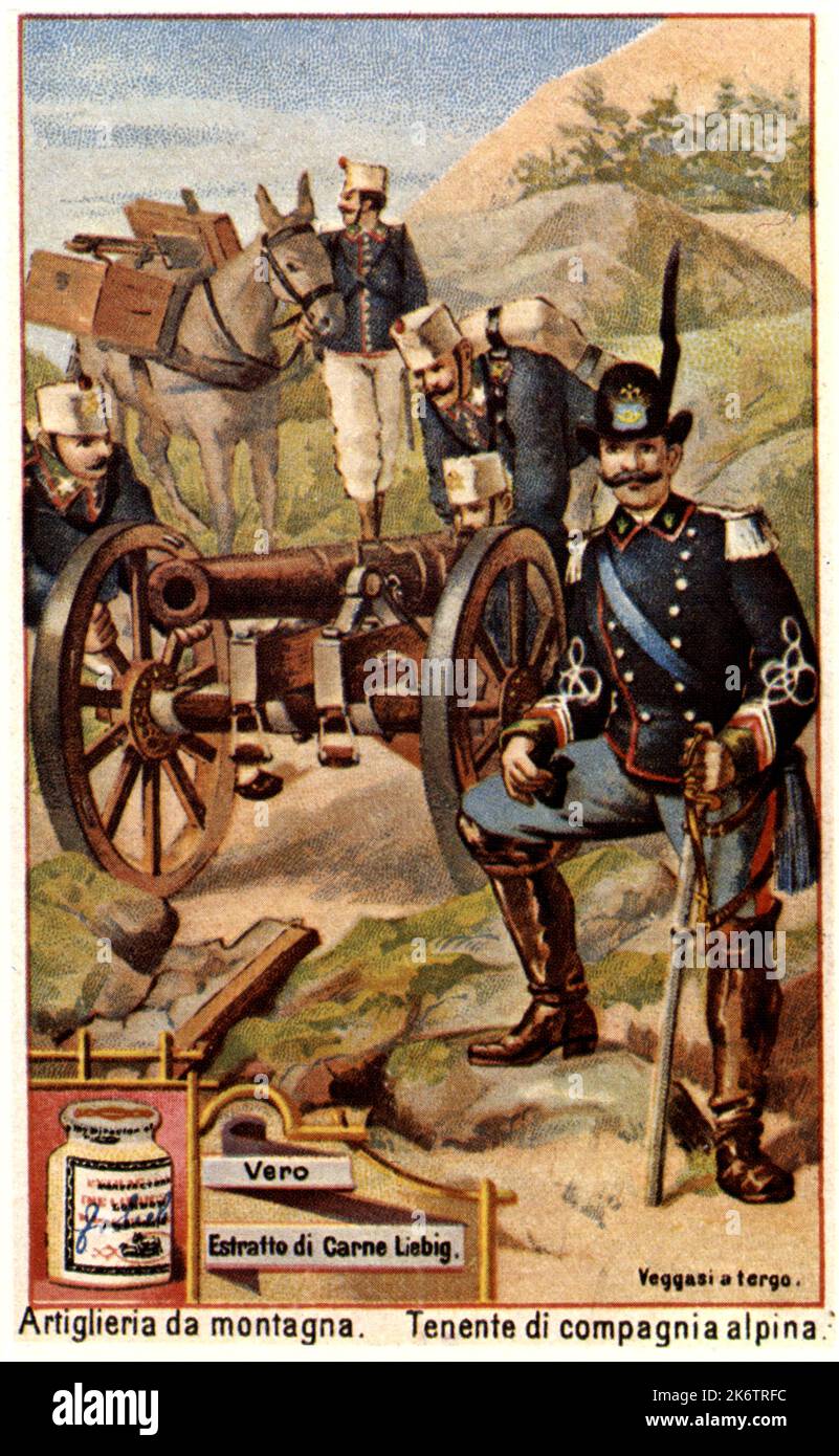 1887 , ITALIA : Una Figurina LIEBIG collezionabile con truppe ALPINI ...
