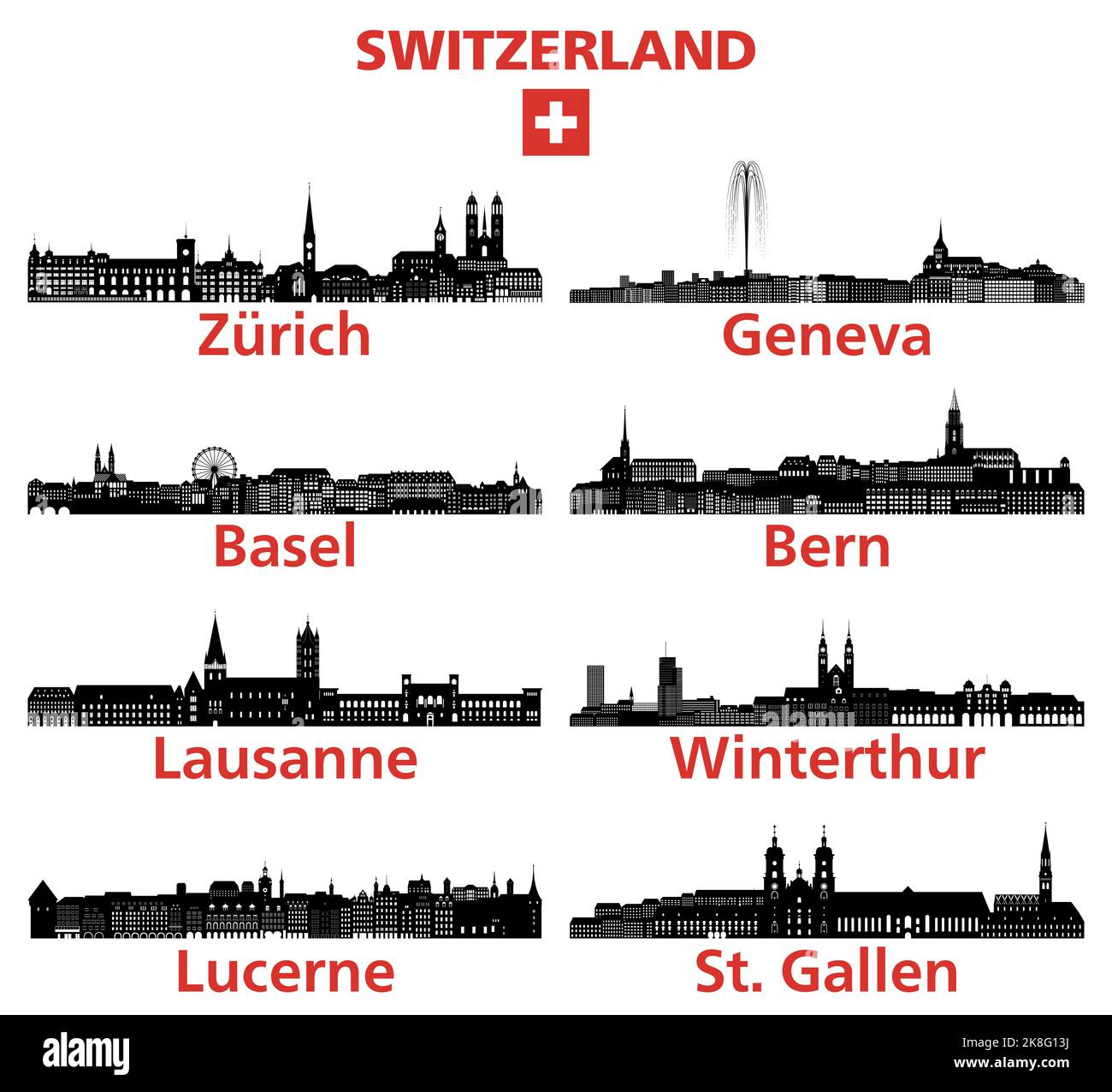 Geneva skyline Immagini Vettoriali Stock - Alamy