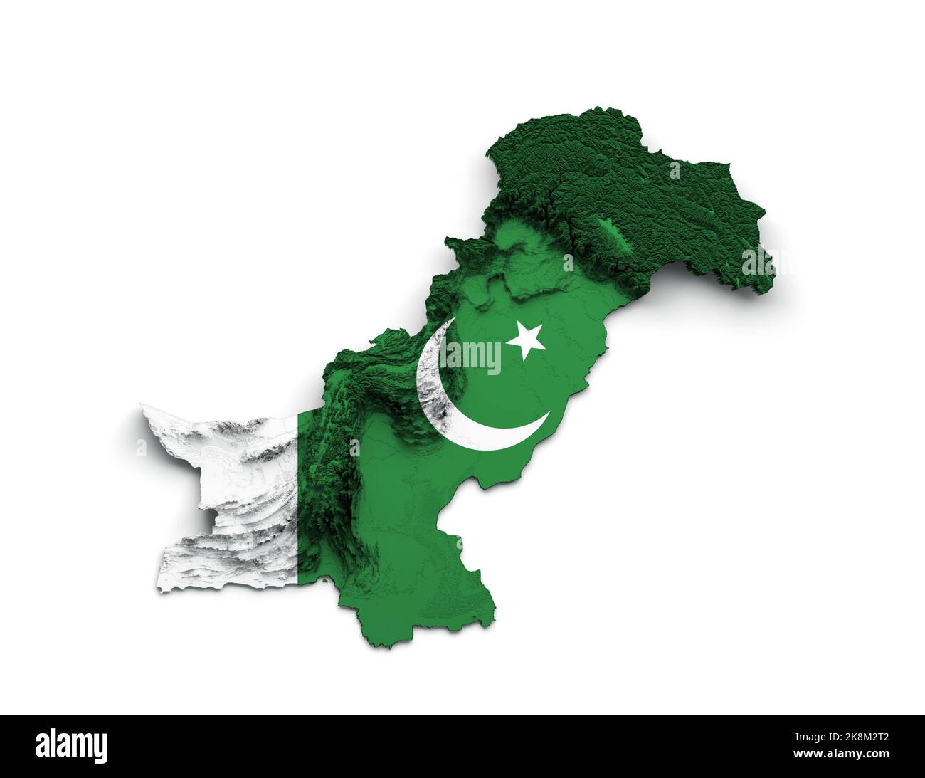 Mappa del Pakistan Bandiera pakistana rilievo ombreggiato colore ...