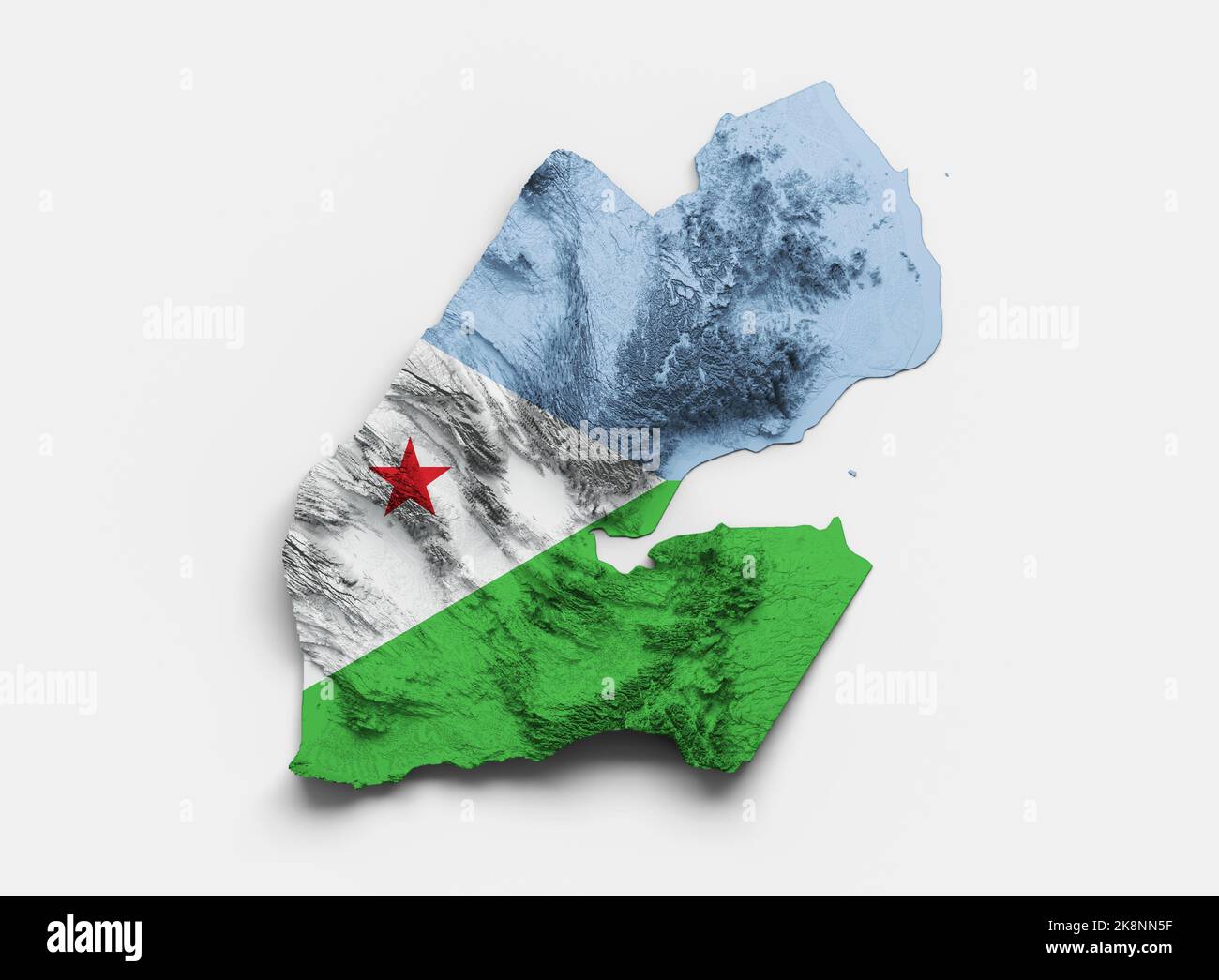 Mappa di Gibuti Flag rilievo ombreggiato colore altezza mappa su sfondo ...