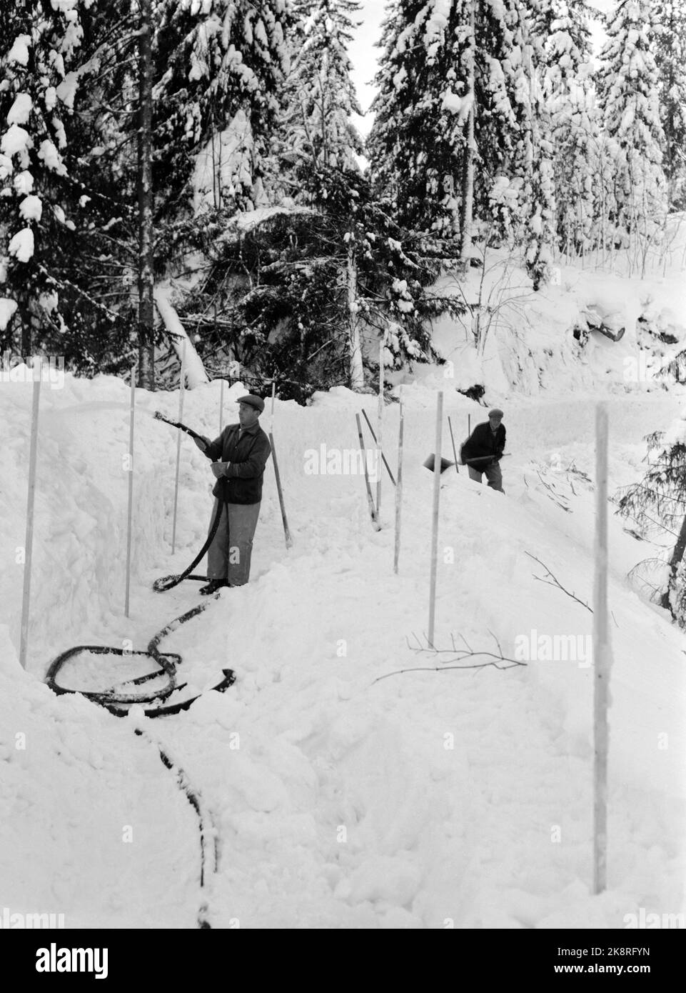 Oslo, Frognerseteren 19510106 il campo di Bobsleigh, che sarà costruito ...