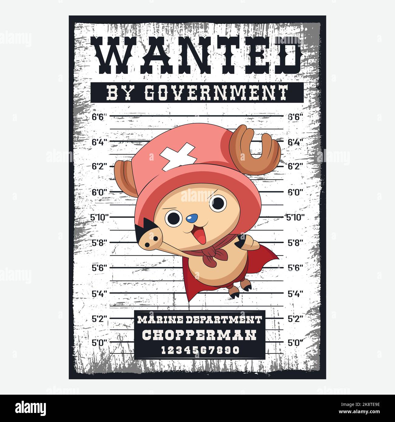Wanted Poster Chopperman, Cartoon One Piece ANIME Vector Illustration ...