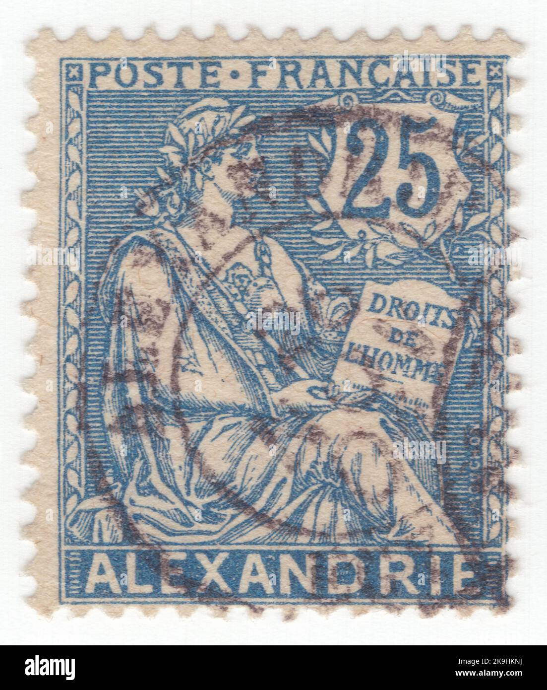 ALESSANDRIA - 1903: Un francobollo blu da 25 centesimi raffigurante l ...