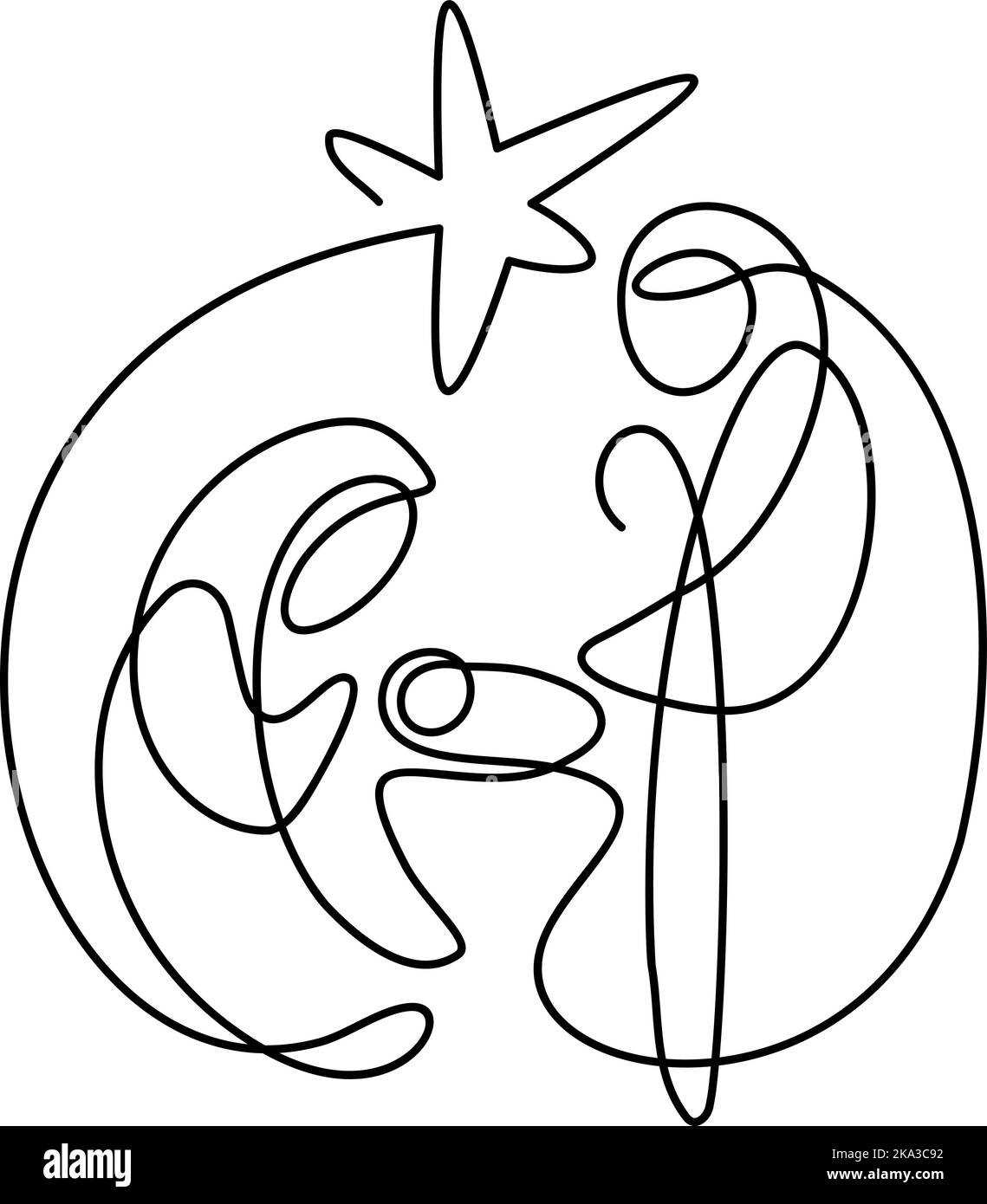 Natale Vector icona cristiana Presepe religioso scena di Gesù Bambino ...