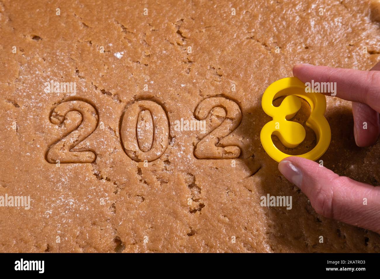 Le cifre dell'anno 2023 sono tagliate da pasta di pan di zenzero per ...