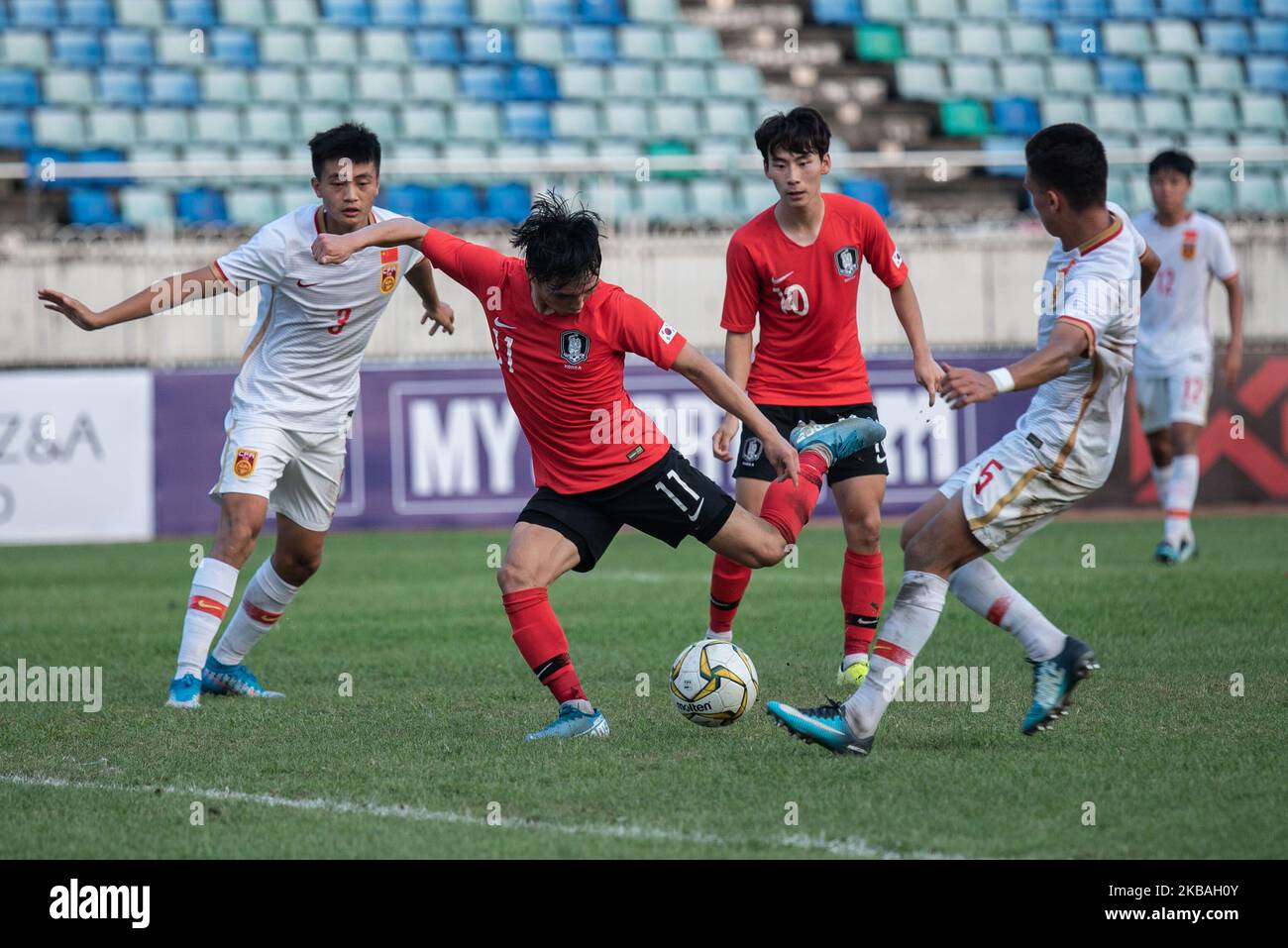 Kwon Minjae della Repubblica di Corea in azione durante il Campionato AFC U-19 2020 ...