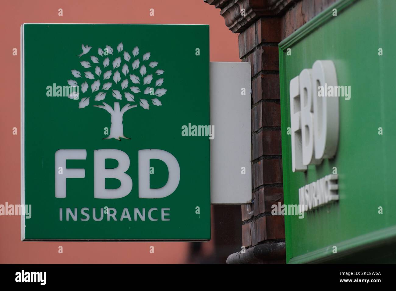 Un logo FBD Insurance visto al di fuori della filiale FBD Insurance nel ...