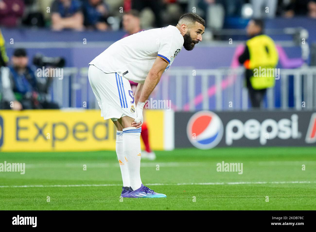 Karim Benzema del Real Madrid CF sembra sconcertato durante la finale ...