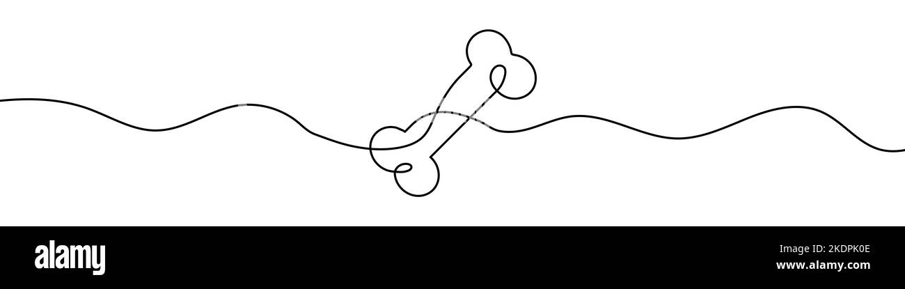 Disegno a linea continua dell'osso umano. Line art dell'osso del cane ...