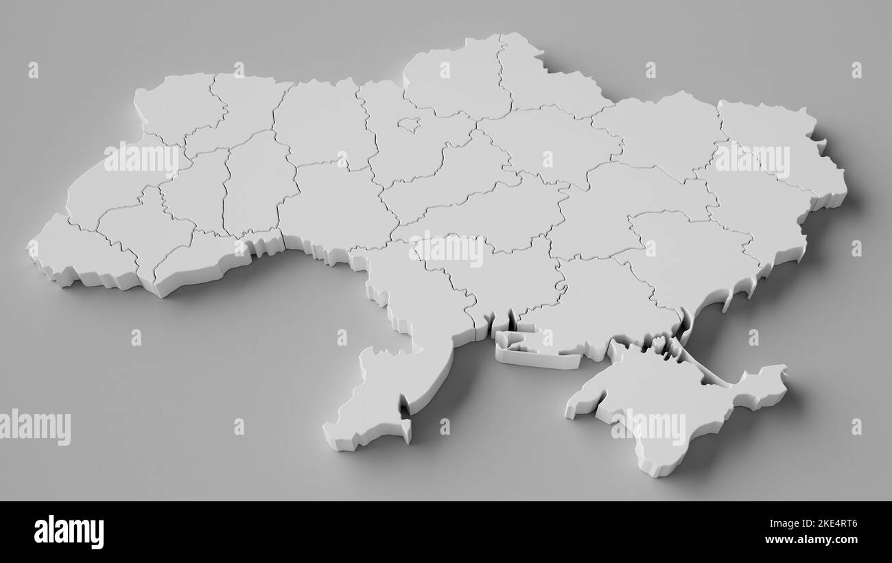Mappa Ucraina con tutti gli Oblaste - molto dettagliata - 3D rendering ...
