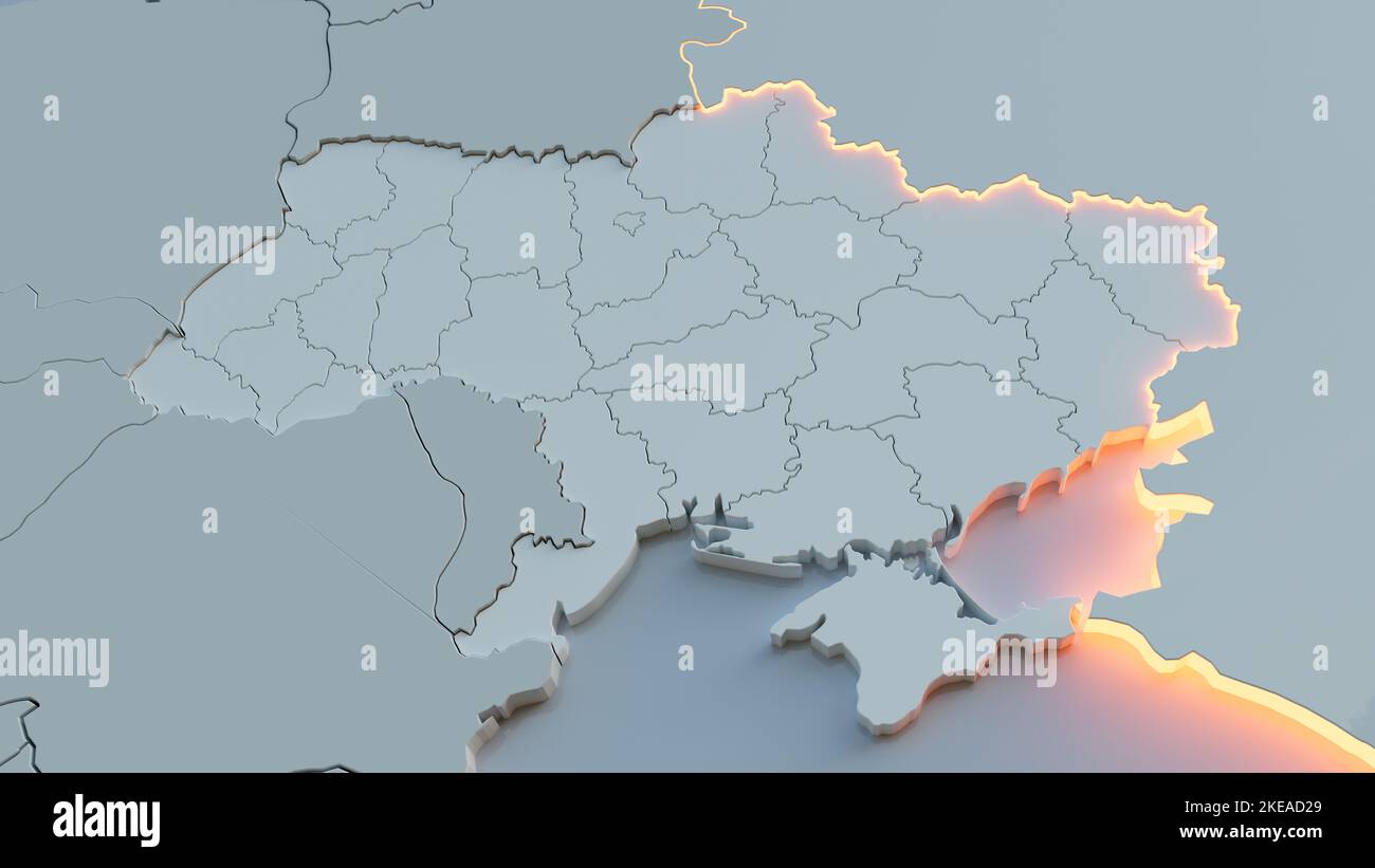 Tensione tra Ucraina e Russia. Mappa concettuale dei confini di stato ...