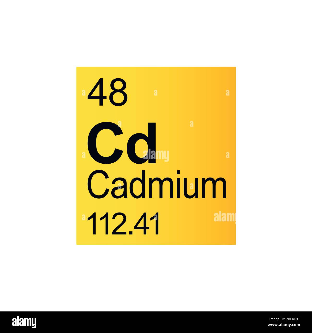 Cadmio elemento chimico di Mendeleev Tavola periodica su sfondo giallo ...