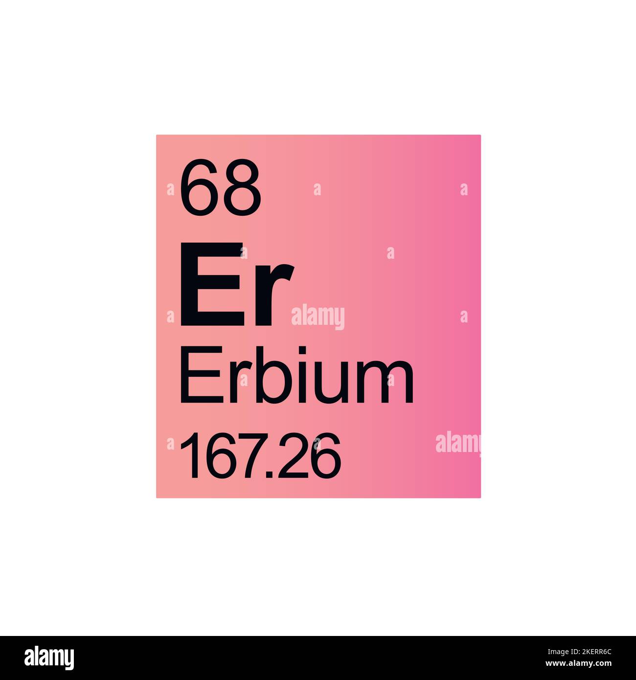 Erbio elemento chimico di Mendeleev Tavola periodica su sfondo rosa ...