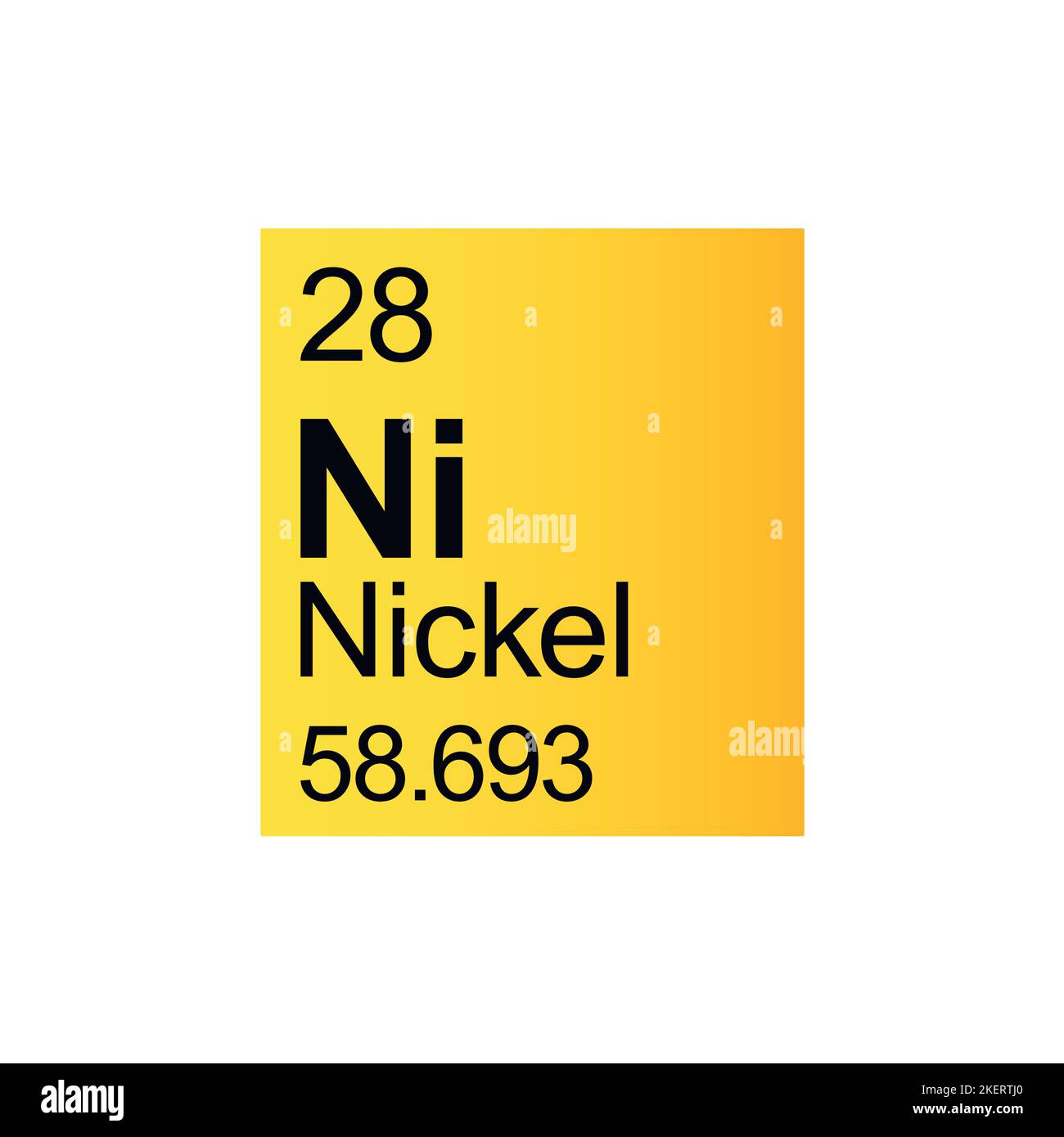 Elemento chimico di nichel della Tavola periodica di Mendeleev su ...