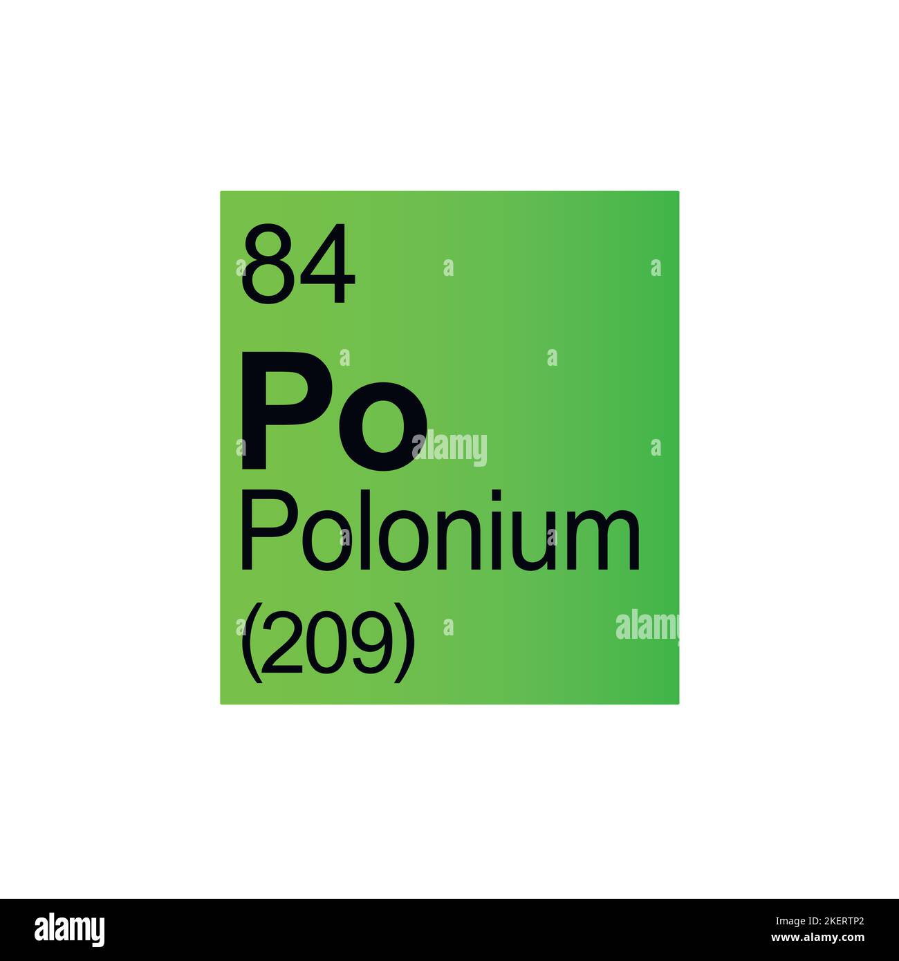 Polonio elemento chimico di Mendeleev Tavola periodica su sfondo verde ...