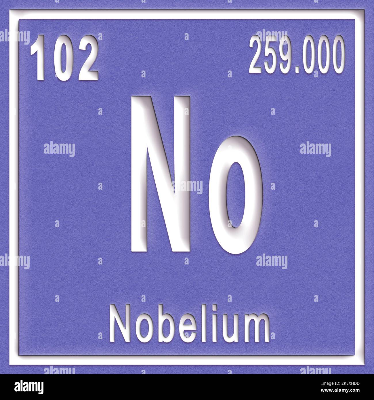 Elemento chimico di Nobelio, segno con numero atomico e peso atomico ...