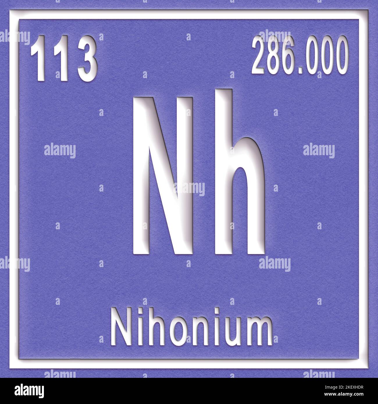 Elemento chimico di Nihonium, segno con numero atomico e peso atomico ...