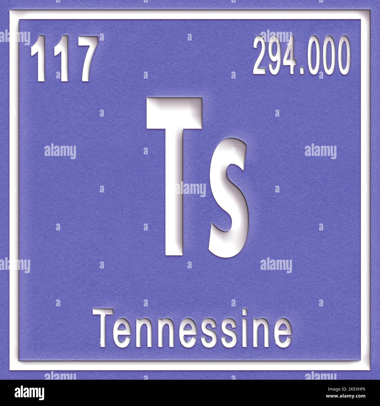 Elemento chimico Tennessine, segno con numero atomico e peso atomico ...
