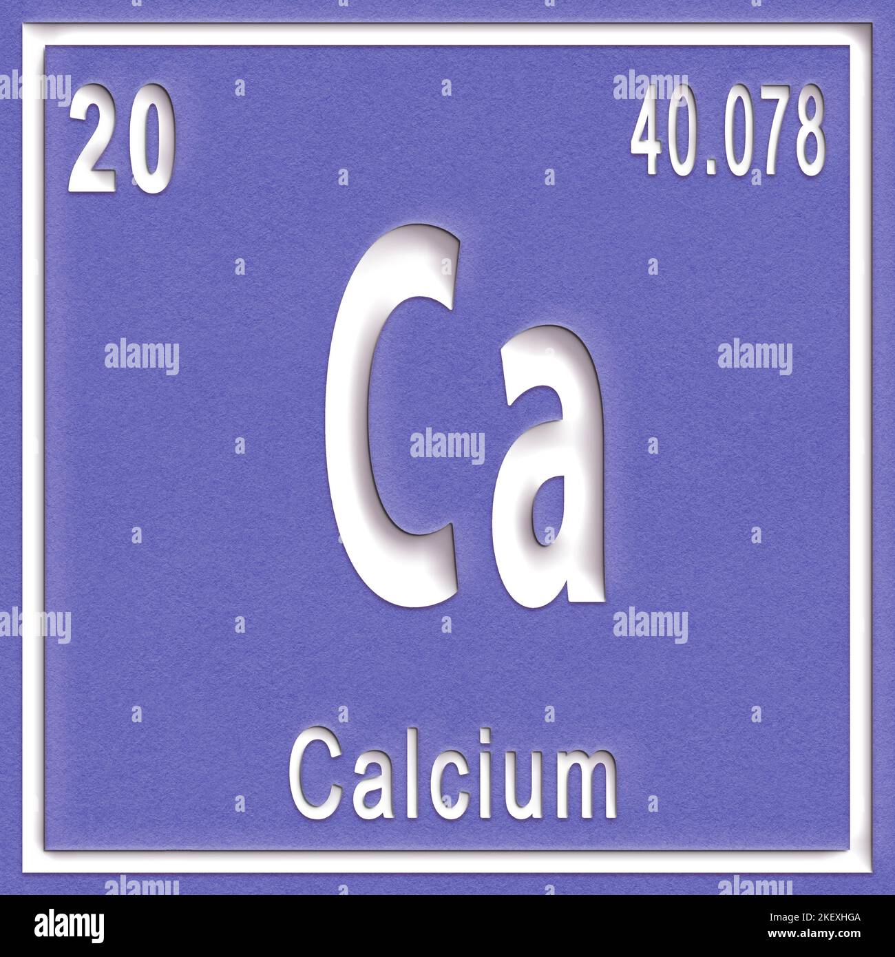 Elemento chimico del calcio, segno con numero atomico e peso atomico ...