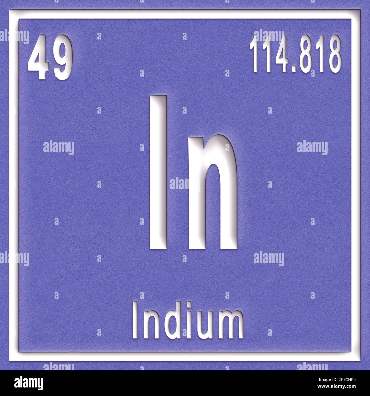 Elemento chimico indio, segno con numero atomico e peso atomico ... Elemento chimico indio, segno con numero atomico e peso atomico ...