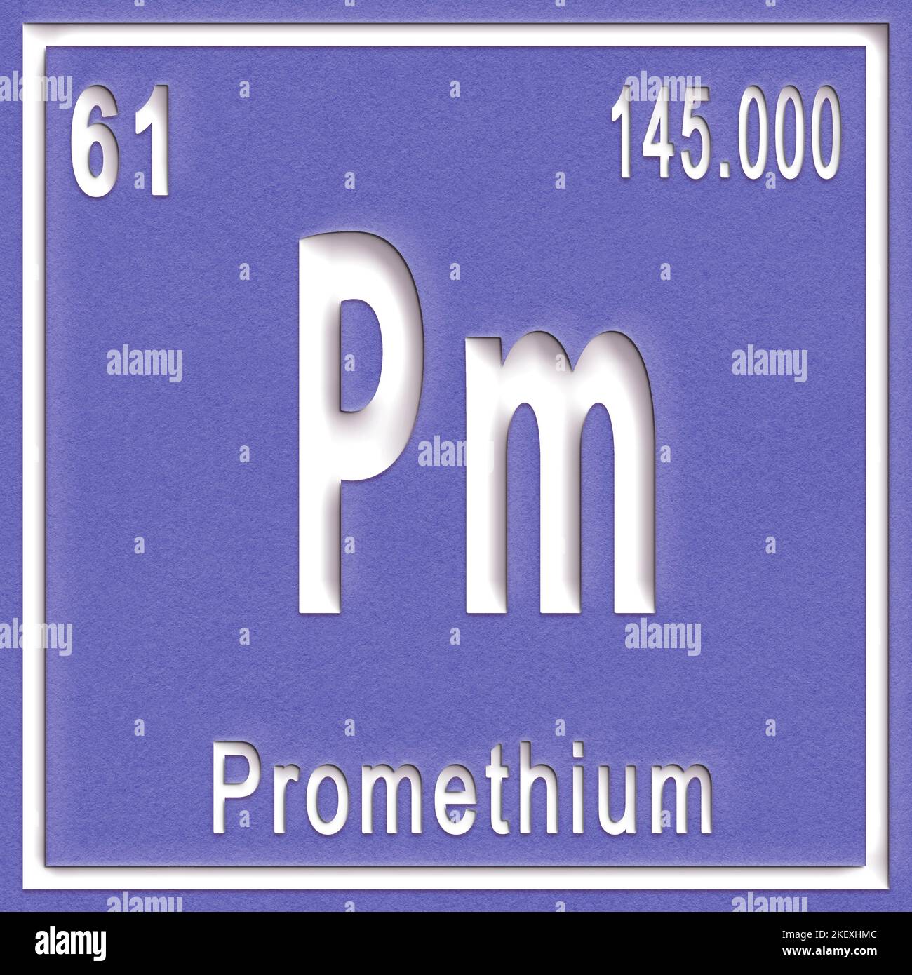 Elemento chimico di prometio, segno con numero atomico e peso atomico ...