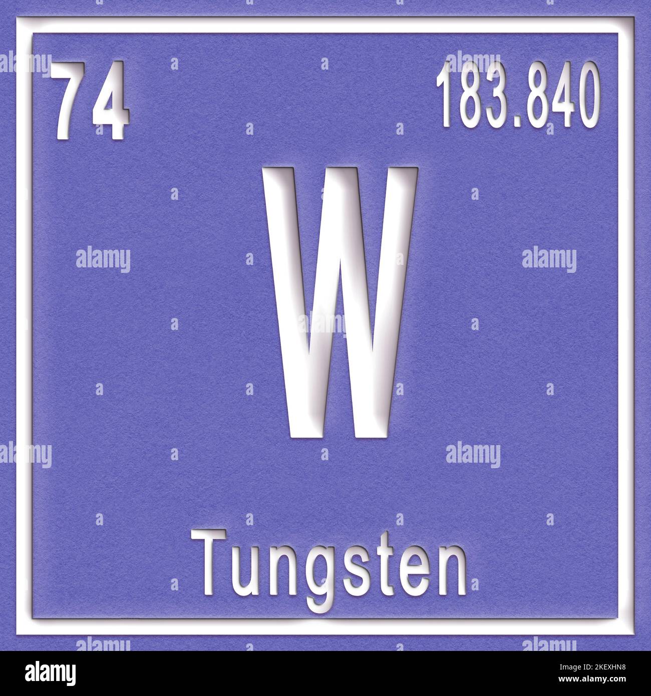 Elemento chimico del tungsteno, segno con numero atomico e peso atomico ...