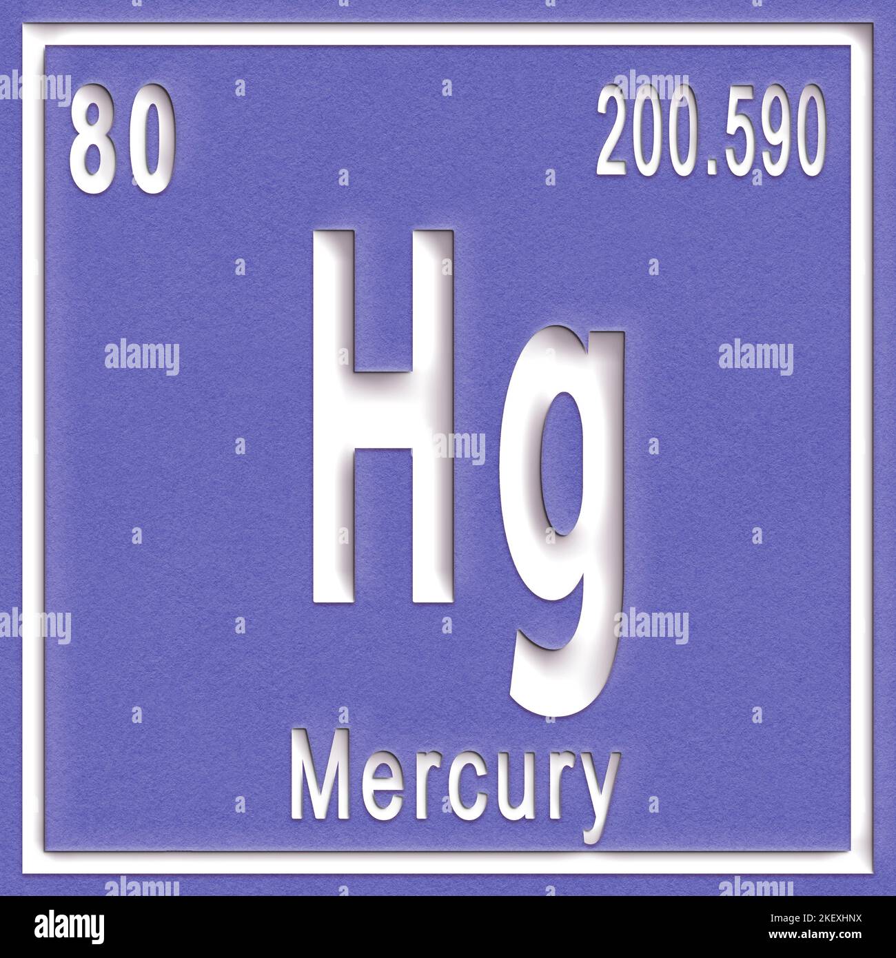 Elemento chimico al mercurio, segno con numero atomico e peso atomico ...