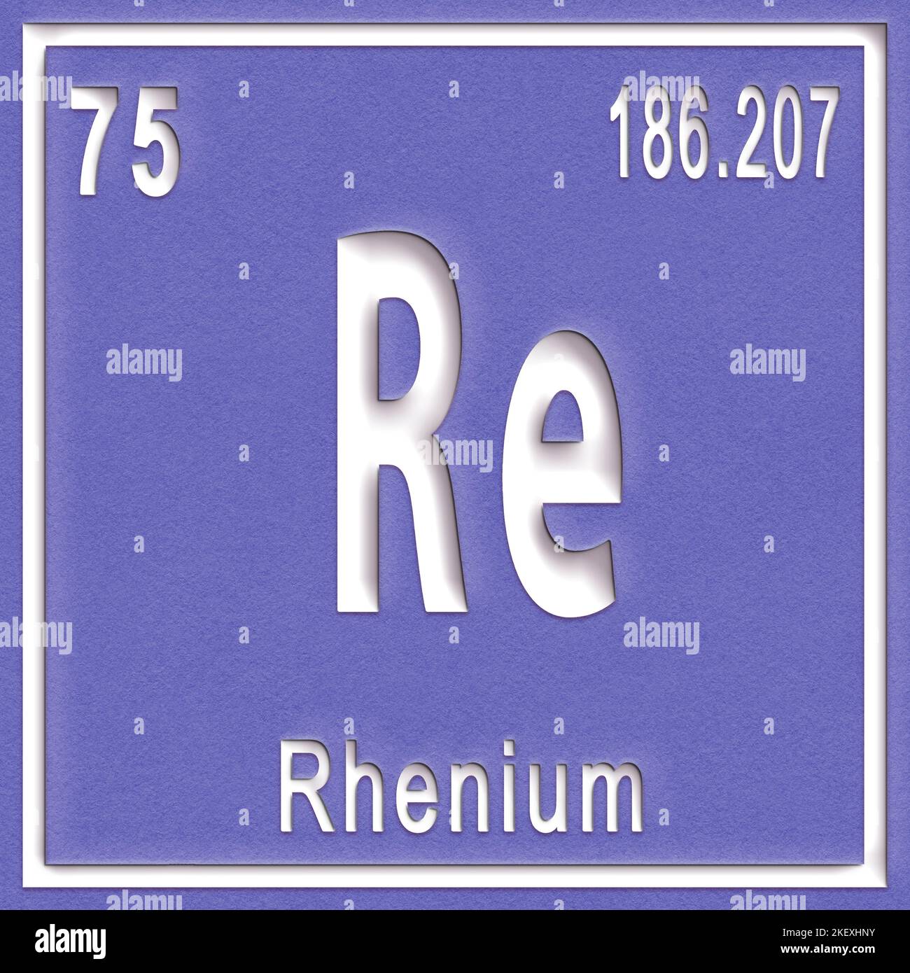 Elemento chimico renio, segno con numero atomico e peso atomico ...