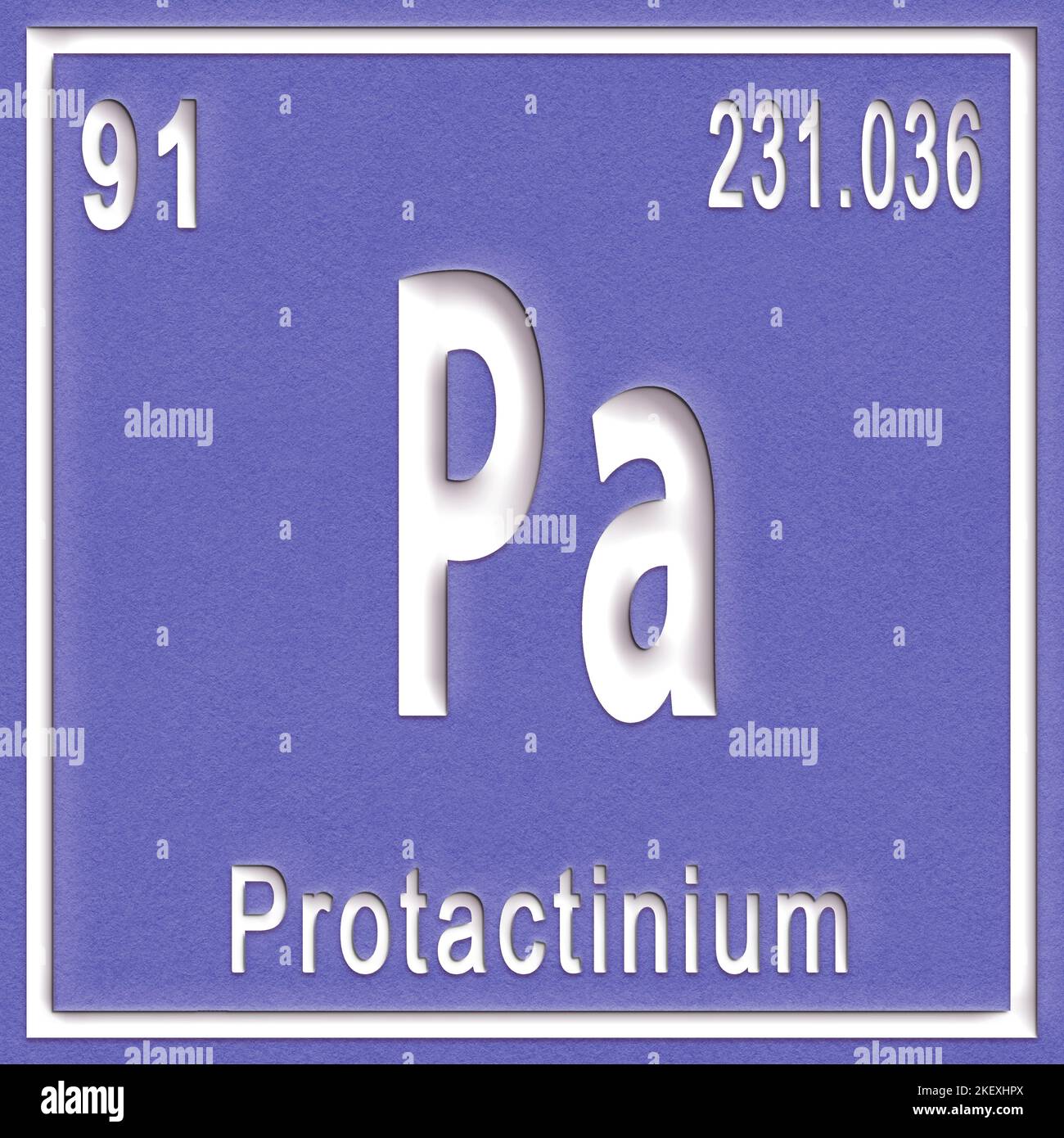 Elemento chimico del protactinio, segno con numero atomico e peso ...