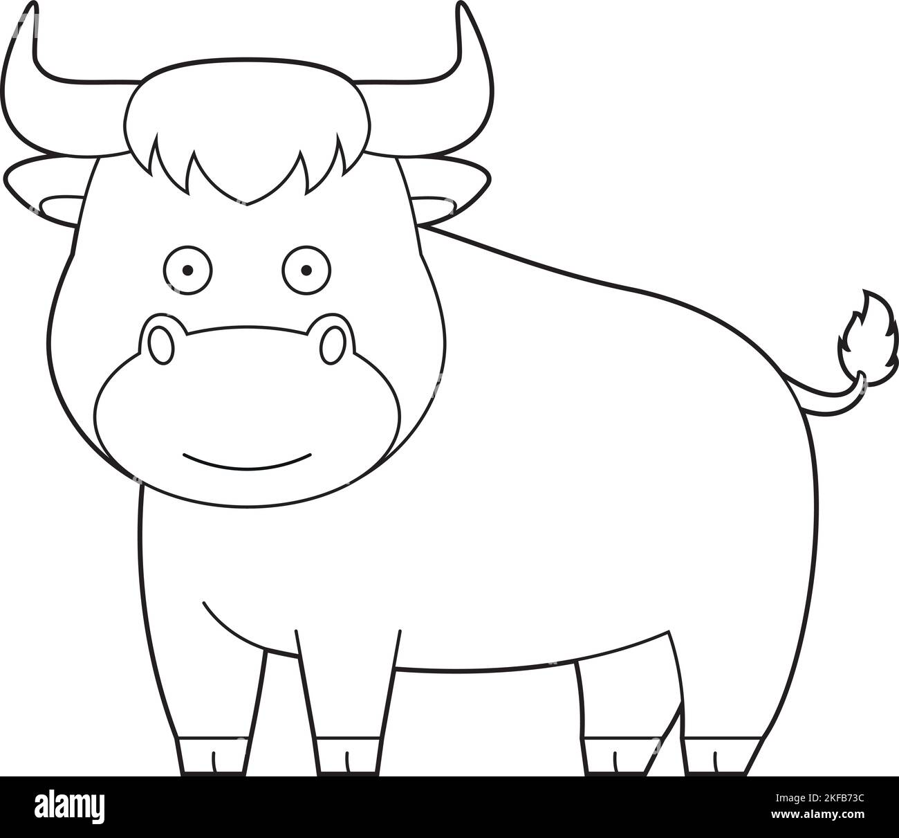 Disegno vettoriale di cartoni animati facile da colorare di un toro ...