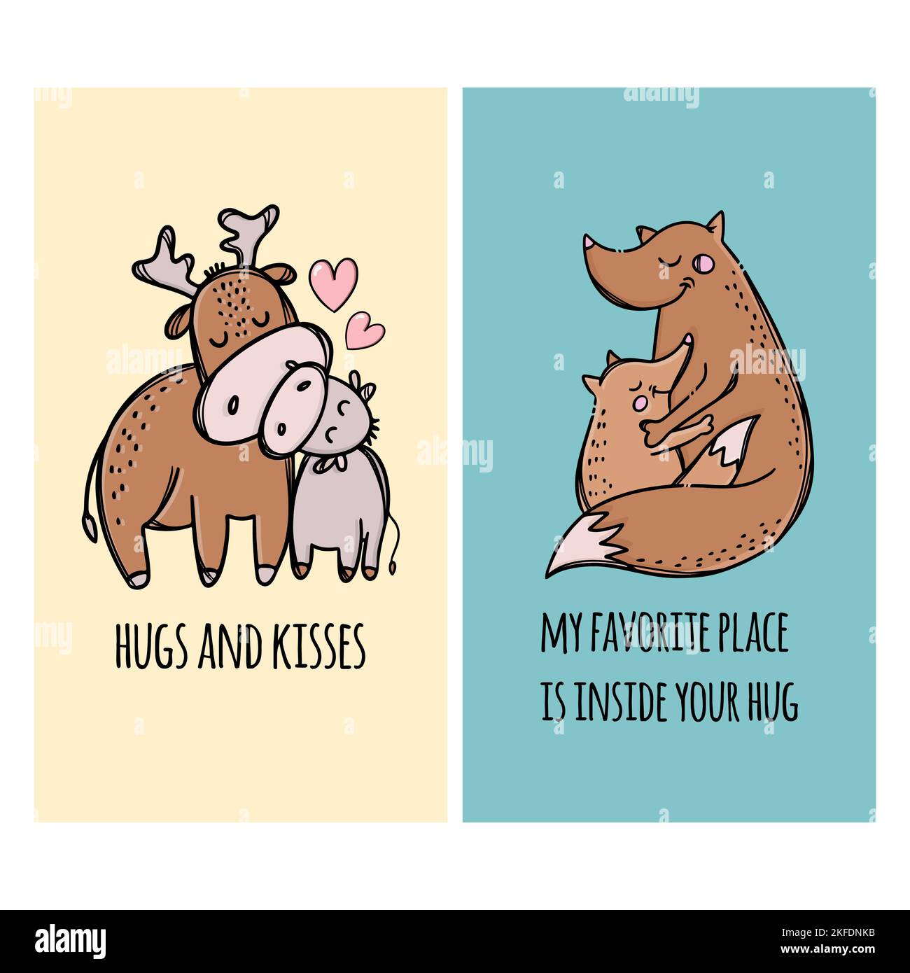 BANNER CON ABBRACCI e Kisses Padri Cervo e volpe abbraccia i suoi figli ...