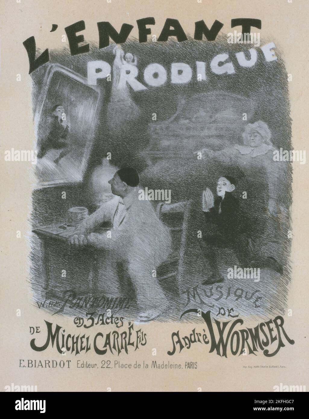 Affiche pour la pantomime "l'Enfant prodige". Le Retour de l'Enfant ...