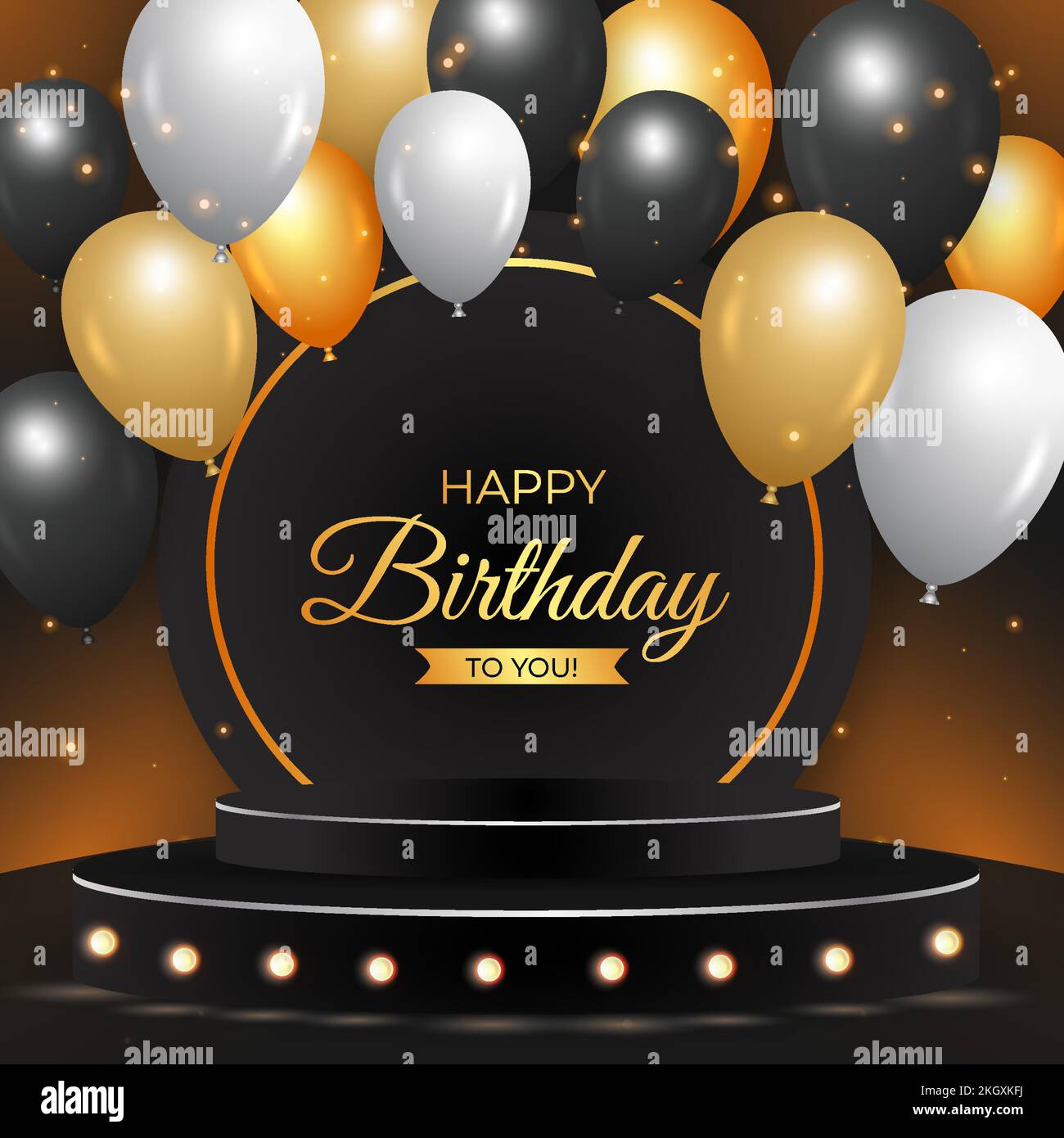 Buon compleanno sfondo nero con podium realistico. Buon compleanno ...