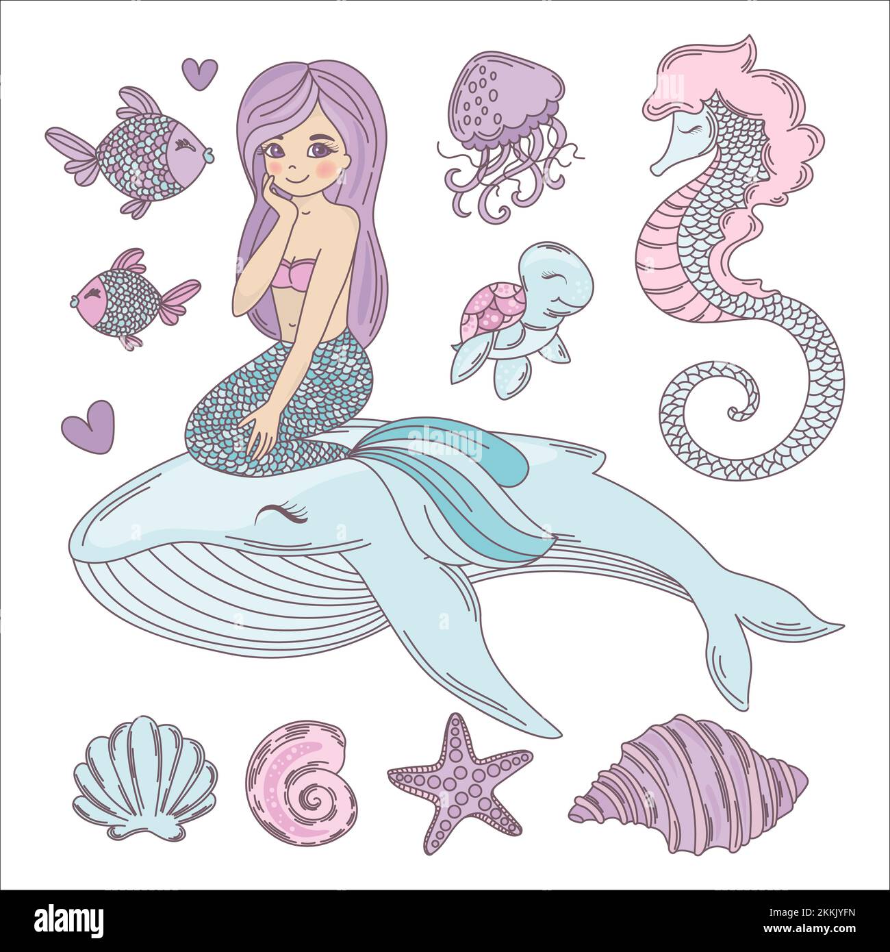 Sfondo animali del mare scheda cartoon Immagini Vettoriali Stock - Alamy
