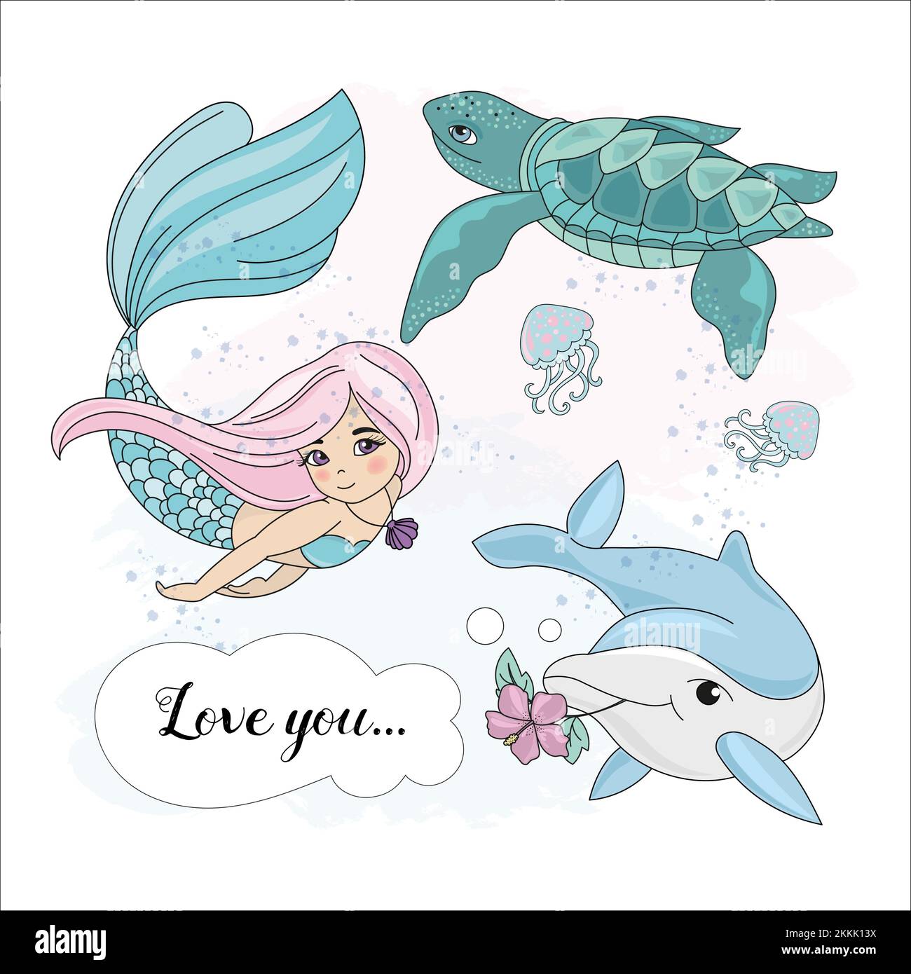Sfondo animali del mare scheda cartoon Immagini Vettoriali Stock - Alamy
