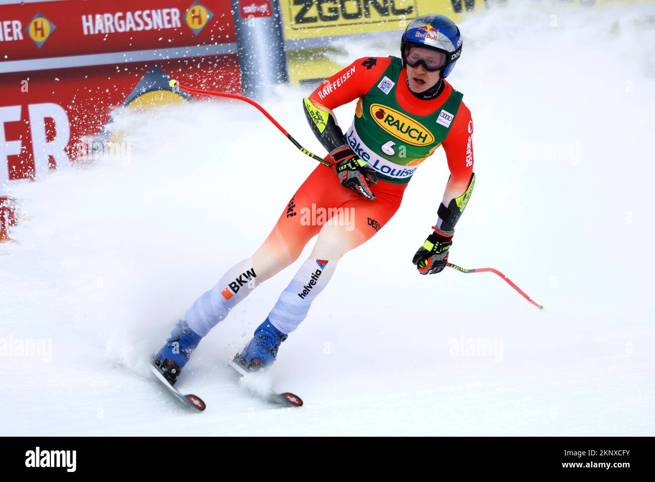 Il svizzero Marco Odermatt reagisce nella zona finale dopo la sua corsa ...