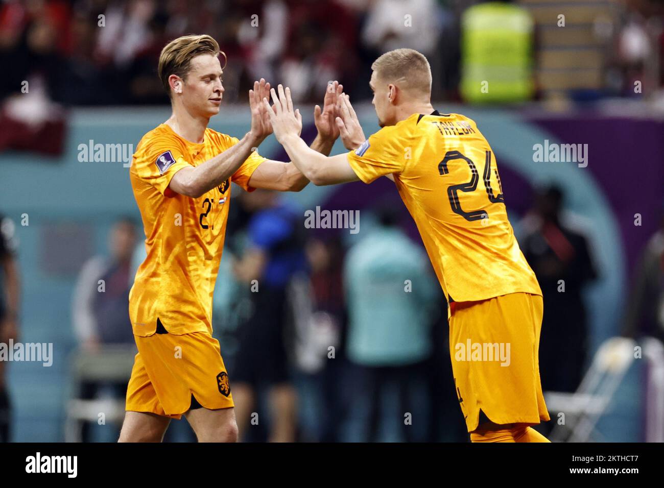 AL KHOR - (l-r) Frenkie de Jong of Holland, Kenneth Taylor of Holland ...