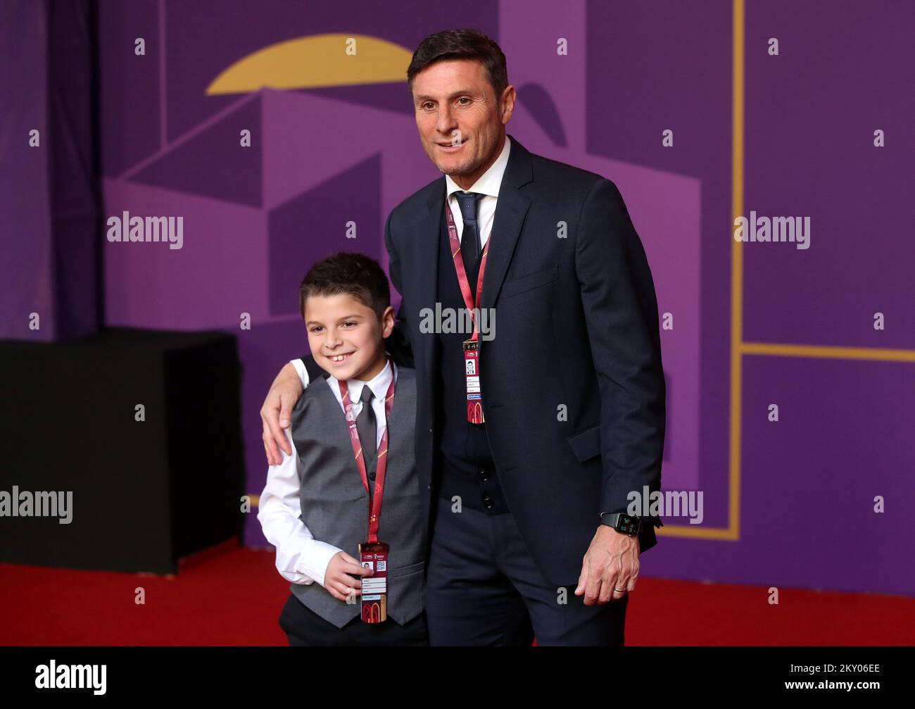 Javier Zanetti e il figlio Ignacio Zanetti arrivano prima dell ...