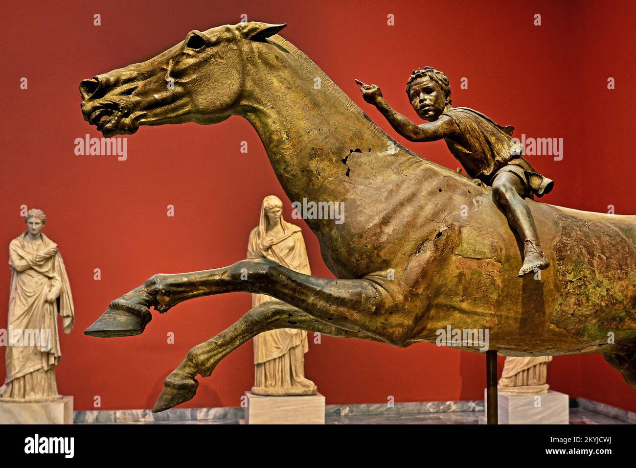Il Jockey d'Artemision grande statua di bronzo ellenistica, ragazzo a ...