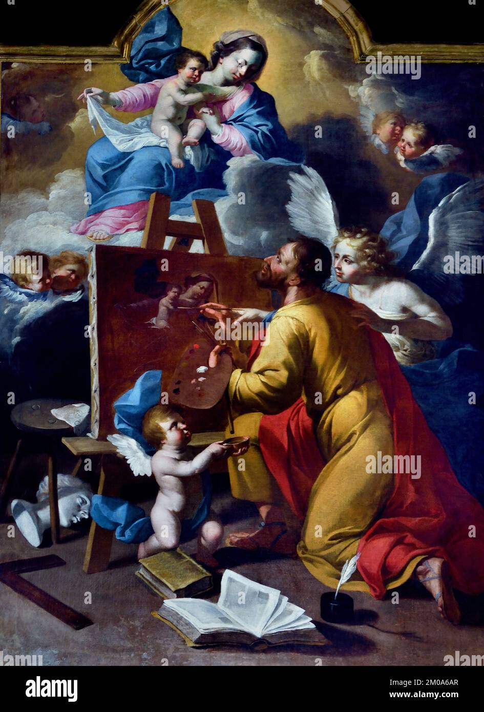 San Luca il Pittore raffigurante la Madonna col Bambino in mezzo agli ...