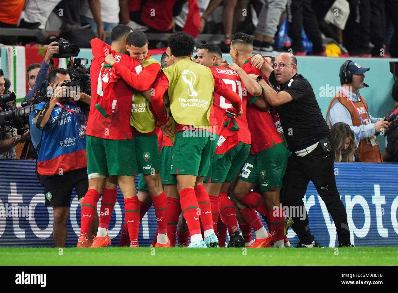I giocatori del Marocco durante la partita della Coppa del mondo FIFA ...