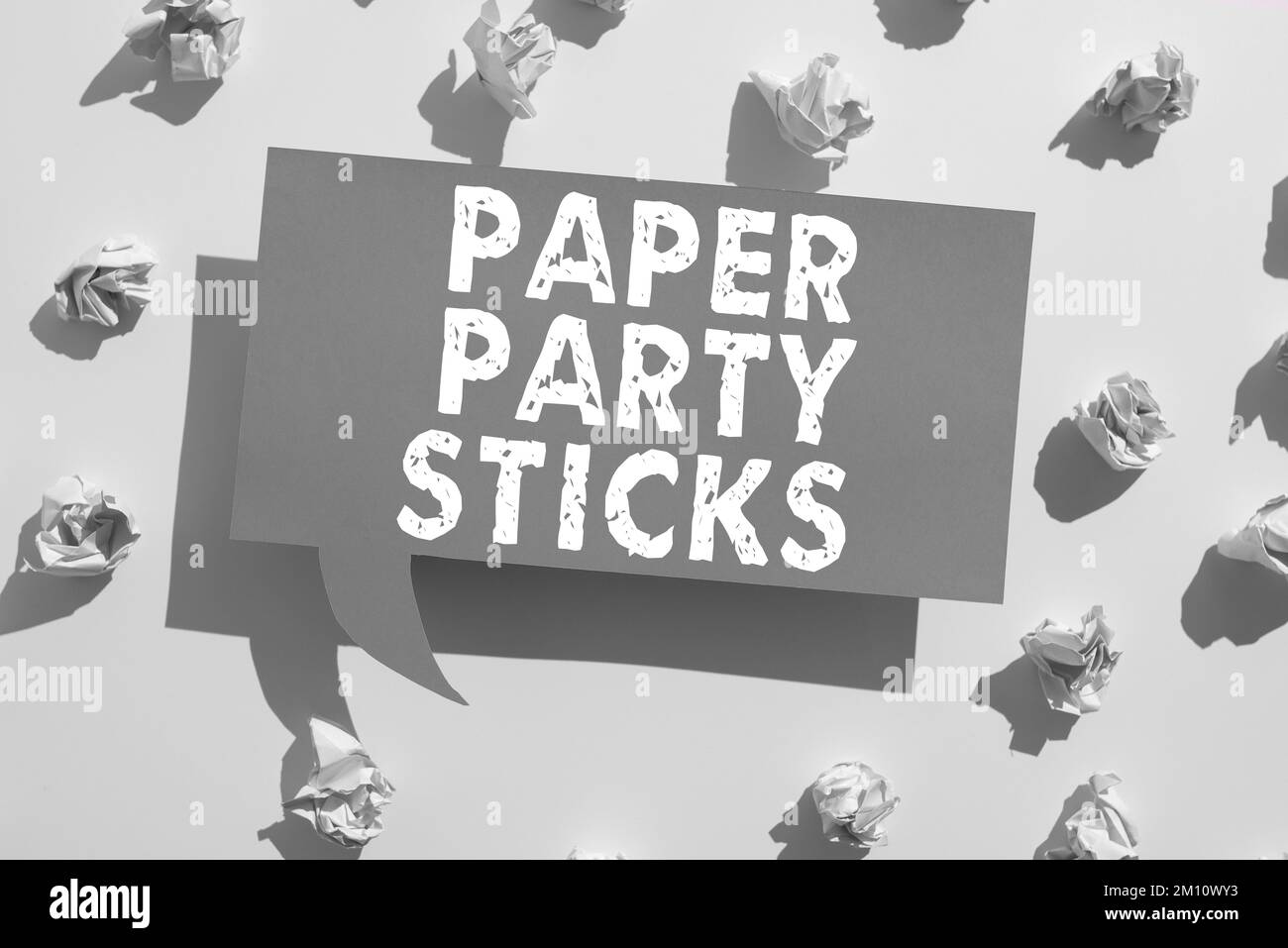 Cartello con scritta Party Stick di carta. Concetto che significa carta ...