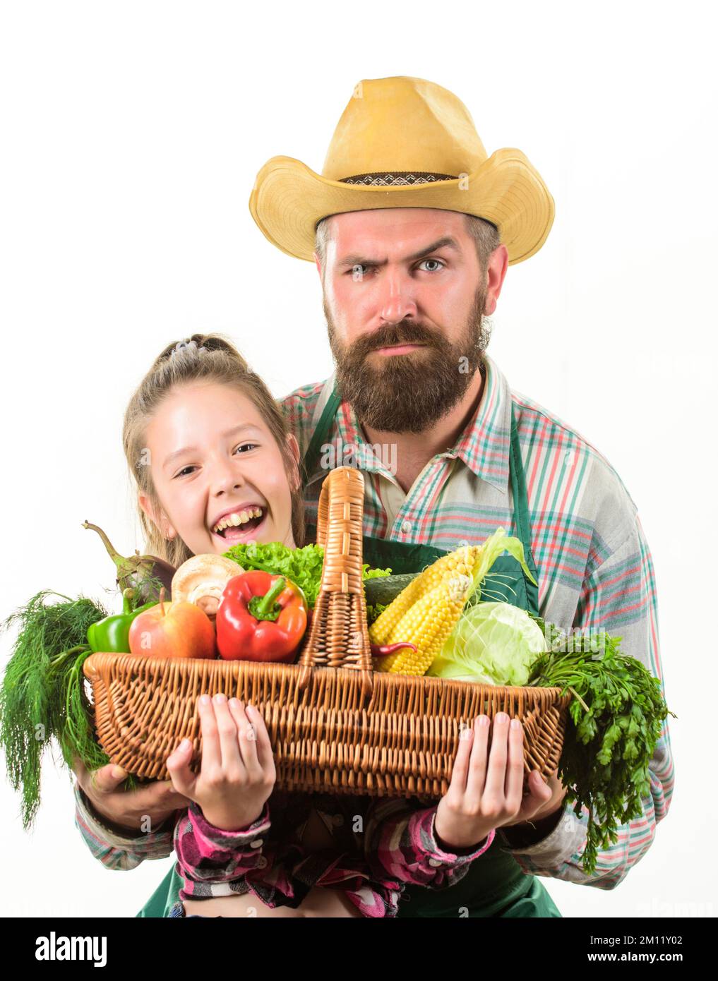 Uomo sopportato contadino rustico con capretto. Famiglia contadina ...