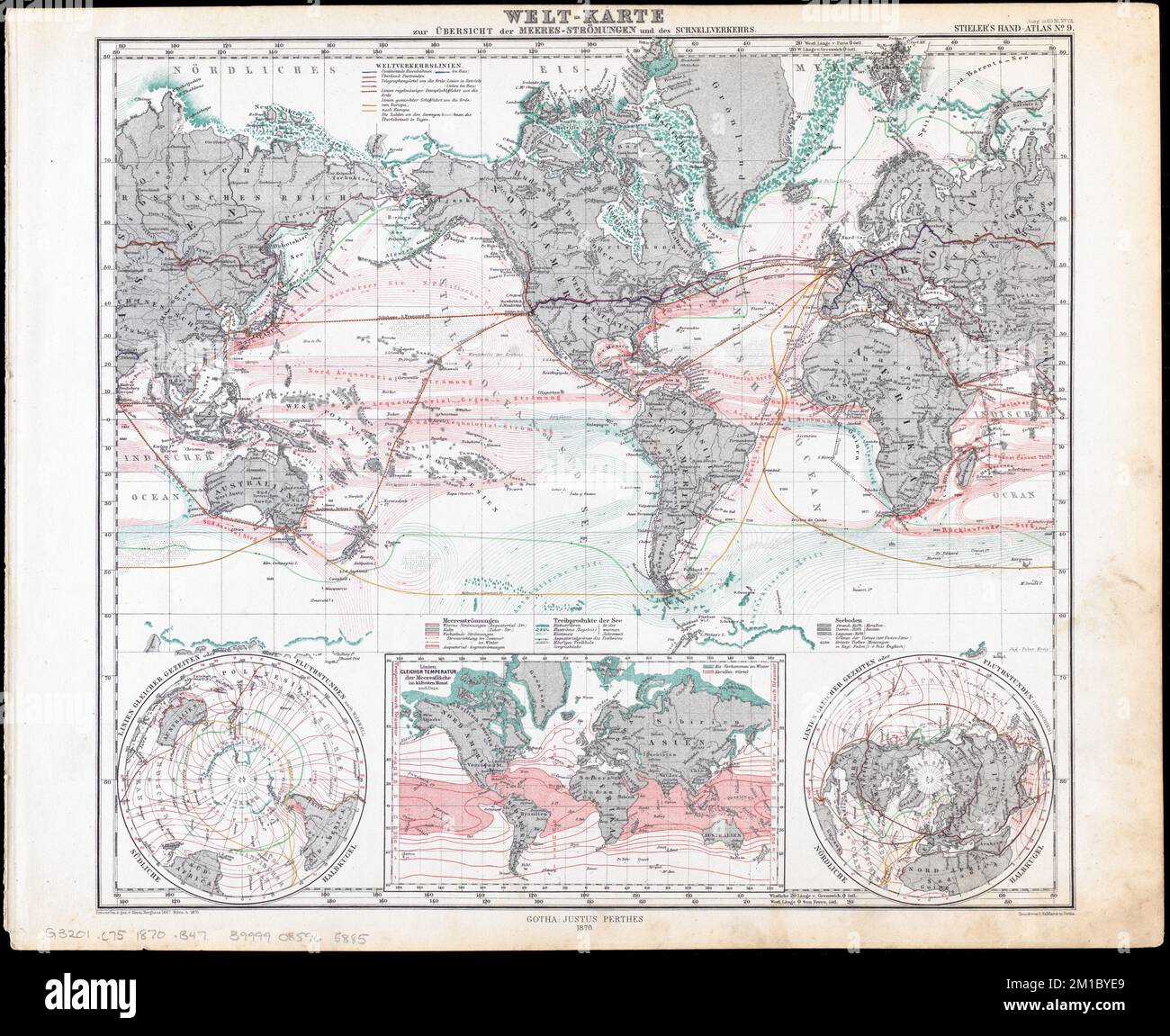 Welt-karte zur Übersicht der meeres-strömungen und des schnellverkehrs ...