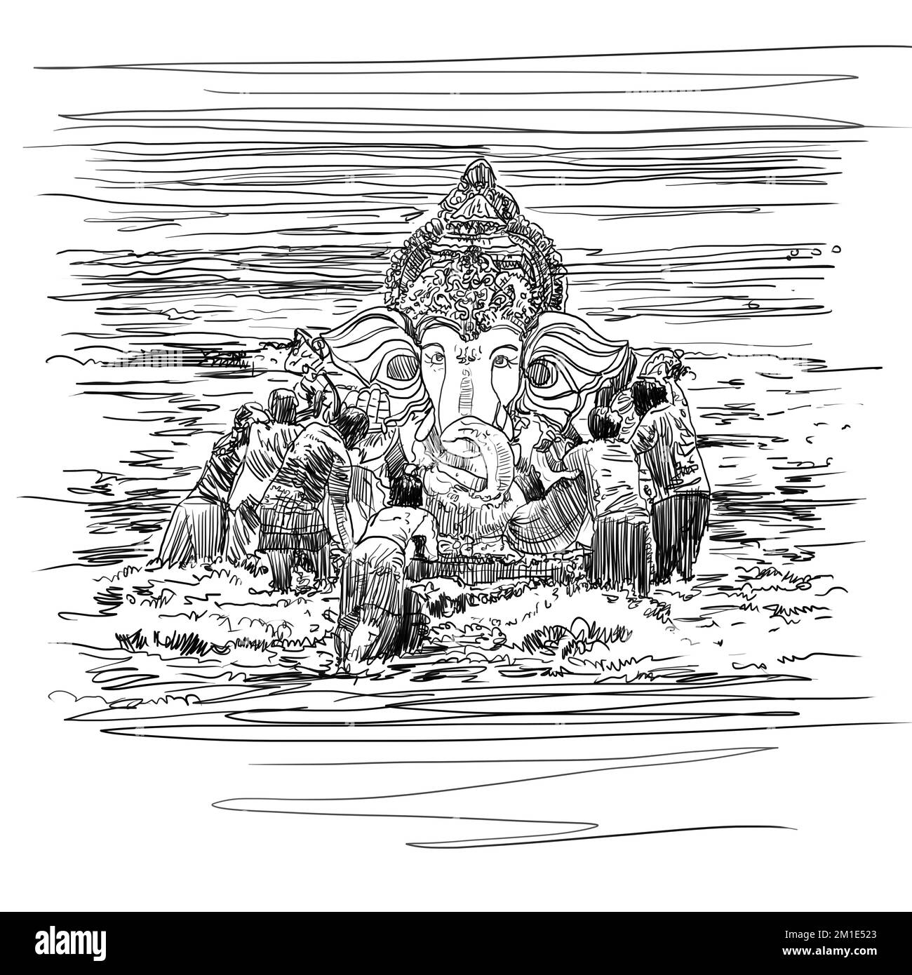 Illustrazione Lord Ganpati sullo sfondo di Ganesh Chaturthi. Signore ...