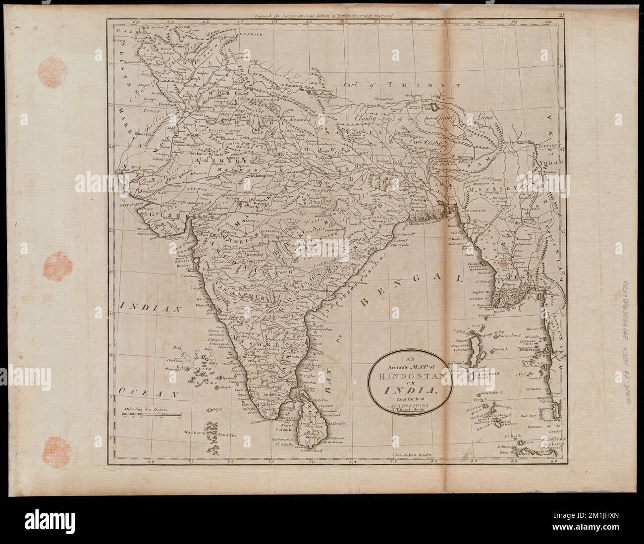 Una mappa accurata di Hindostan o India, dalle migliori autorità, India ...