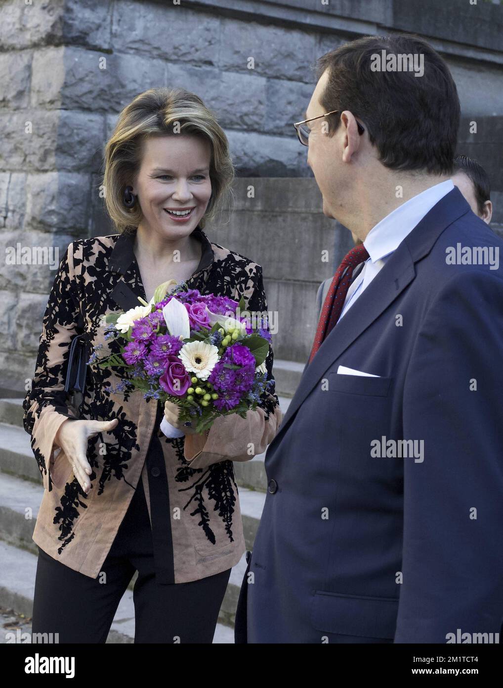 20131210 - BRUXELLES, BELGIO: Arriva la regina Mathilde del Belgio per ...