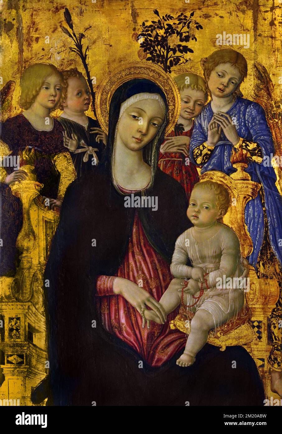 La Madonna in trono col Bambino e quatro Angeli - la Madonna col Bambino intronizzata con ...