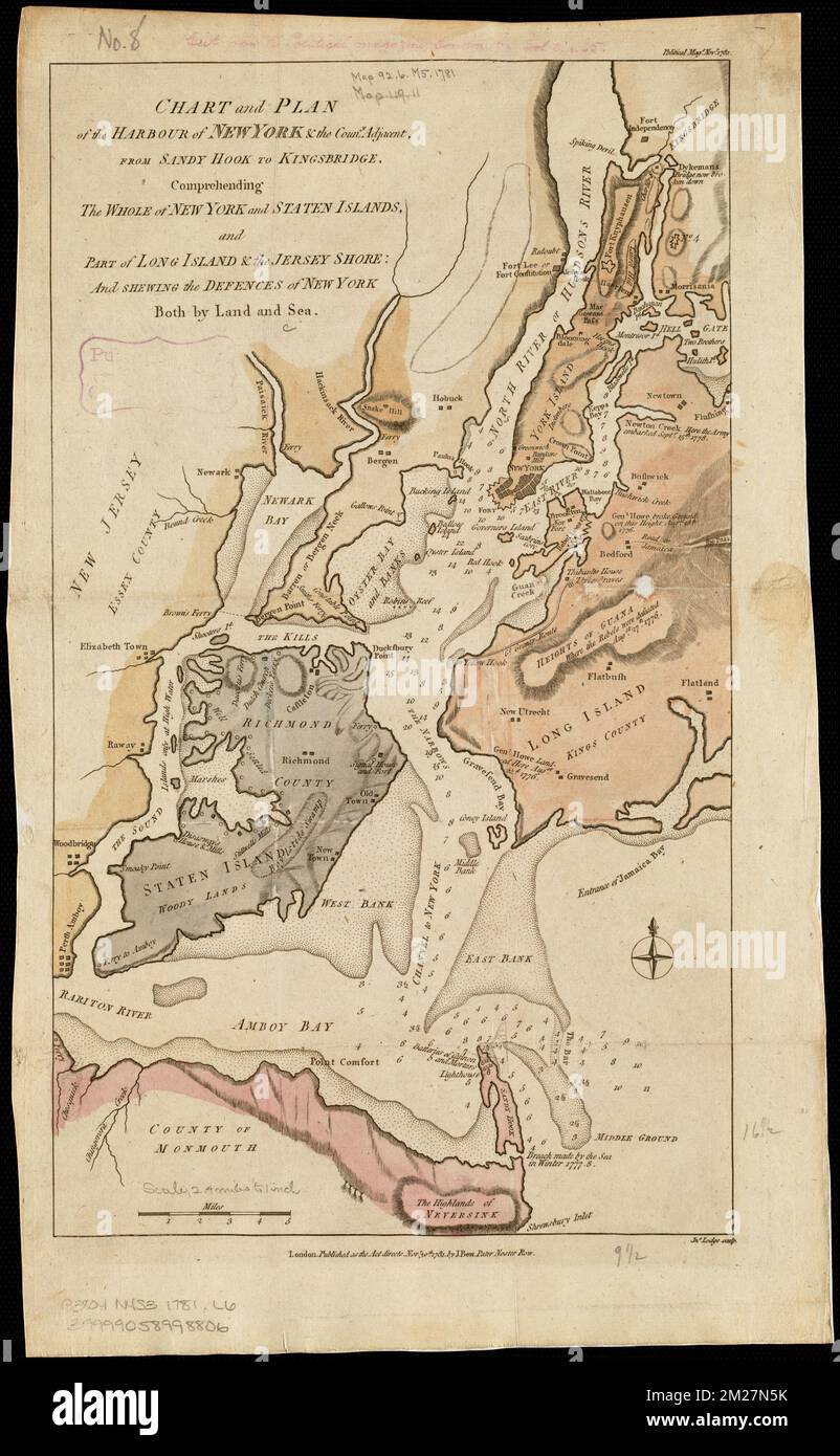 Mappa e pianta del porto di New York & The couny. Adiacente, da Sandy ...